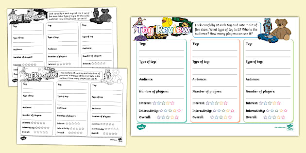 Toy Review Worksheet - Twinkl Design Technology - Twinkl