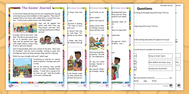 The Easter Journal Differentiated Reading Comprehension Activity