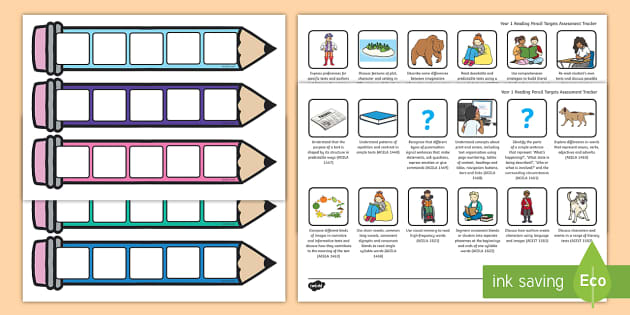 Year 1 Reading Pencil Targets Assessment Tracker - Twinkl