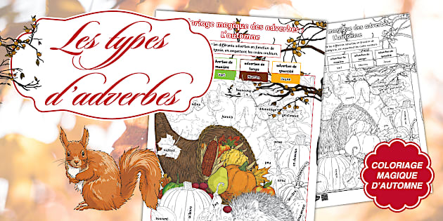 Coloriage magique des adverbes : L'automne