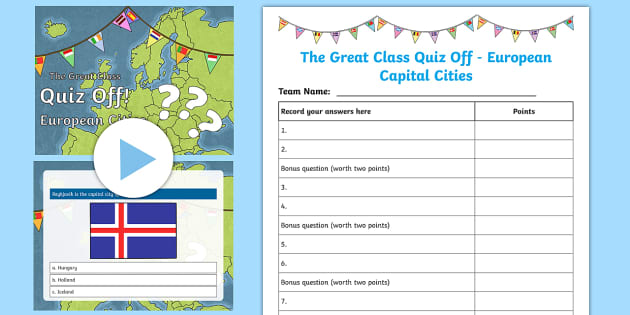 The Great Class Quiz Off- European Capital Cities Worksheet