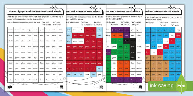 Winter Olympics Phase 5 Phonics Mosaic Worksheet / Worksheets
