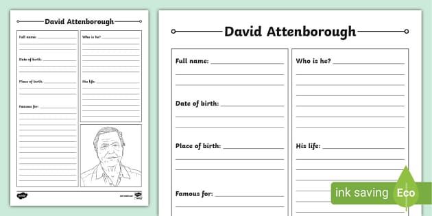 David Attenborough Fact File Template (Teacher-Made)