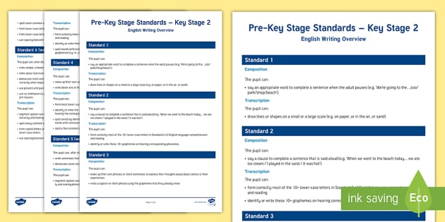 Pre Key Stage Standards KS2 English Writing Overview Pre Key Stage Standards KS2 English Writing Overview
