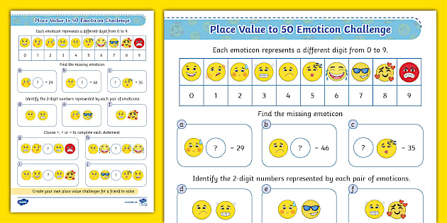 👉 Emoticon Challenge Place Value to 20 - Twinkl