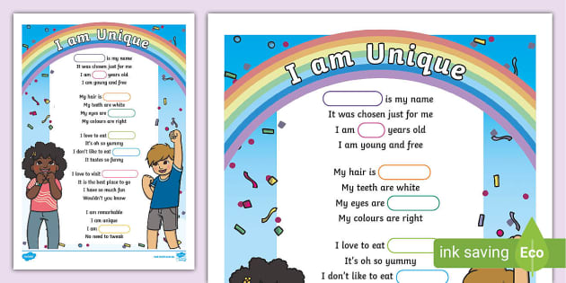 I Am Unique Identity Poem Twinkl teacher Made Twinkl