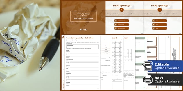 Spelling Activities KS3 | Tricky Spellings List 1 | Beyond