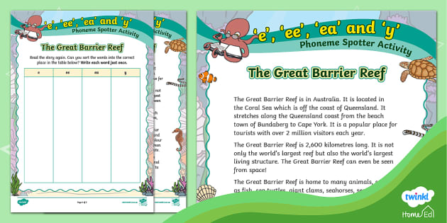 Great Barrier Reef 'e', 'ee', 'ea' and 'y', Phoneme Spotter
