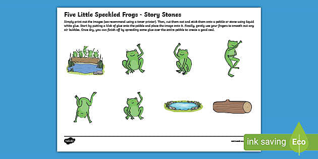 👉 Five Little Speckled Frogs Story Stones Image Cut-Outs