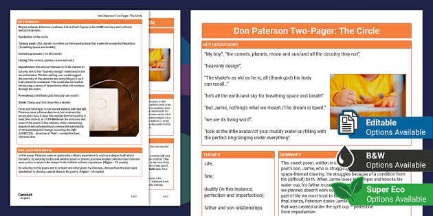 Don Paterson Two-Pager: The Circle (professor feito)