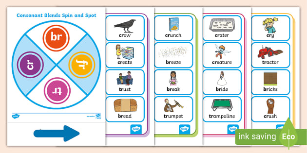 Consonant Blend br, fr, tr, and cr (Spinner Game) - Twinkl