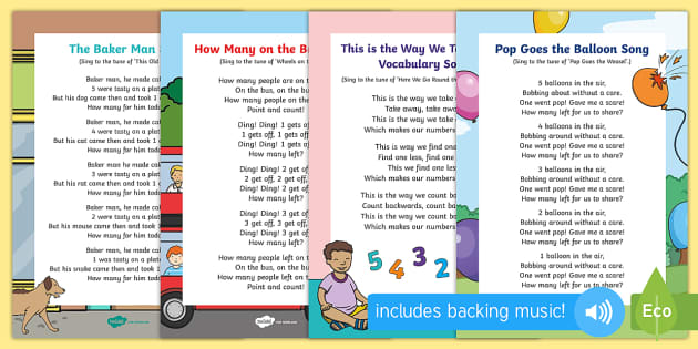 Subtraction Songs And Rhymes Resource Pack