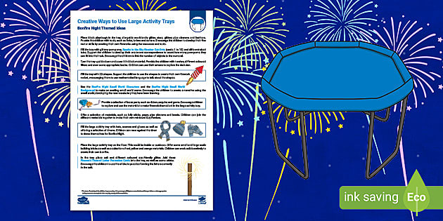 EYFS Creative Ways to Use Large Activity Trays: Bonfire Night-Themed Ideas