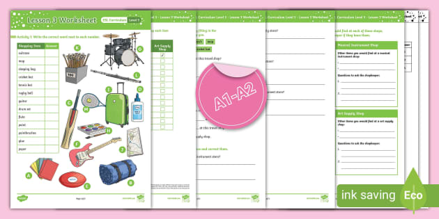 ESL Curriculum Level 5, Lesson 3 Worksheet - Twinkl