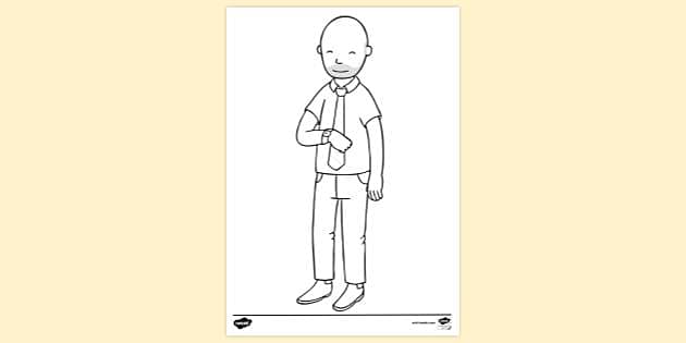 Man Looking At Watch Colouring | Colouring Sheets - Twinkl