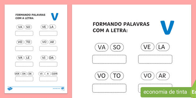 Desenvolvendo a Consciência fonológica - Formando Palavras com a letra 'V'.