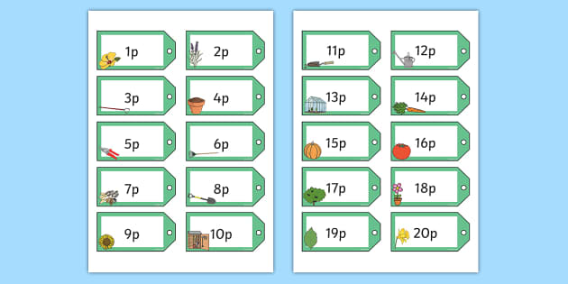 Garden Centre Themed 1 20p on Price Tags (teacher made)