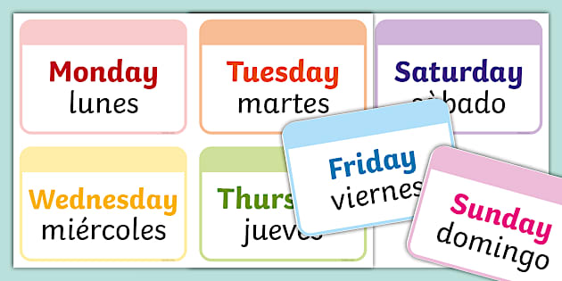 Days of the Week - Flashcards in Spanish and English