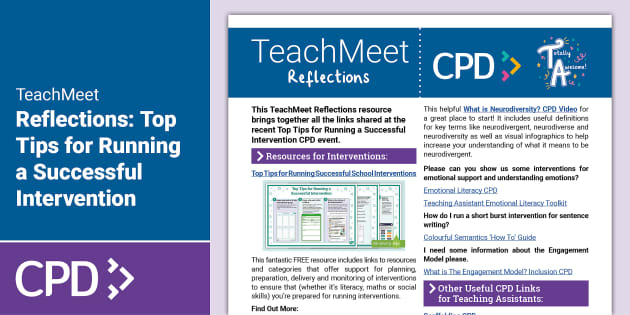FREE! - TeachMeet Reflections - Interventions (teacher made) FREE! - TeachMeet Reflections - Interventions (teacher made)