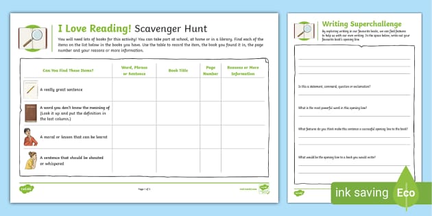 LKS2 I Love Reading! Scavenger Hunt (Hecho por educadores)