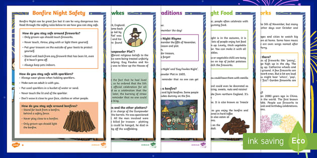 KS1 Bonfire Night Reading Comprehension Pack - Differentiated