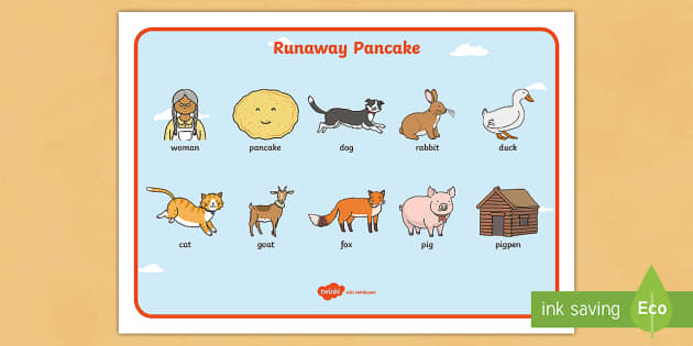 The Runaway Pancake Story Word Mat