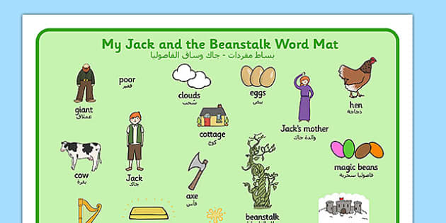 Jack and the Beanstalk Word Mat Arabic Translation