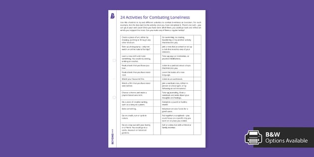 Activities for Combating Loneliness (teacher made)