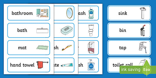 Bathroom Word Cards (l'enseignant a fait) - Twinkl