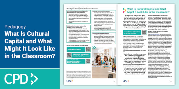 What Is Cultural Capital and What Might It Look Like in the Classroom?