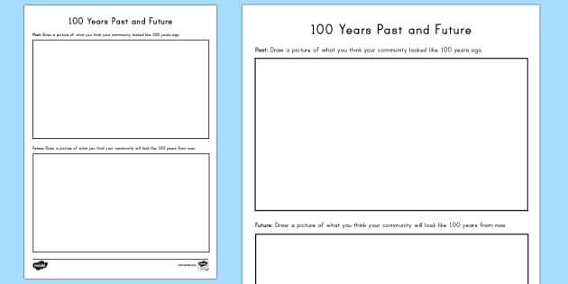100th Day of School: 100 Years Past and Future Worksheet / Worksheet ...