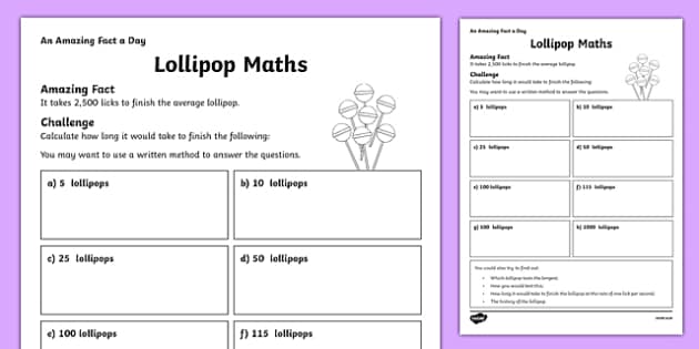 Lollipop Maths Worksheet / Worksheet (teacher made) - Twinkl