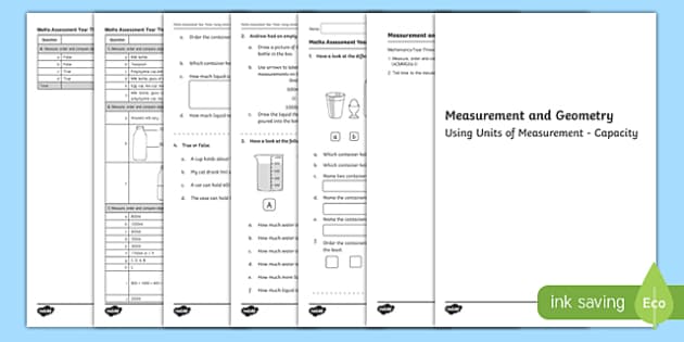 Year 3 Measurement and Geometry Capacity Assessment - Twinkl
