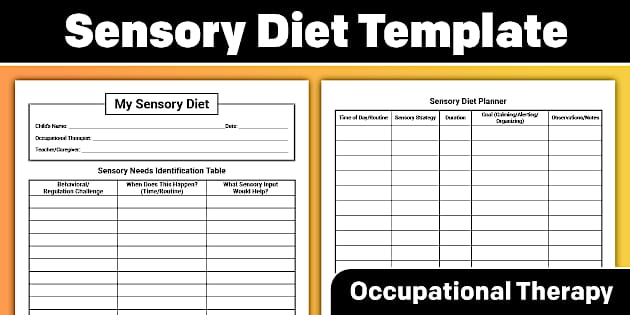 Sensory Diet Template for Occupational Therapy: Simple Daily Sensory ...