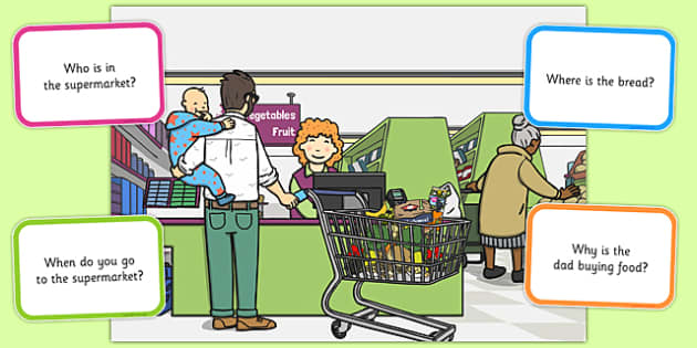 Supermarket Picture and Questions - Language Activity
