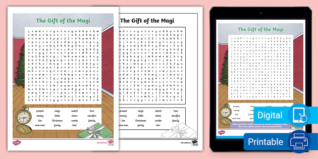 The Gift of the Magi Word Search for 3rd-5th Grade - Twinkl