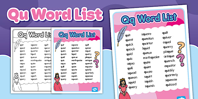Qu Word List for K-2nd Grade