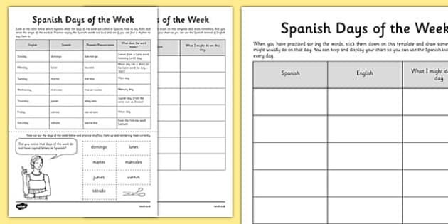 FREE! - Spanish Days of the Week (teacher made)