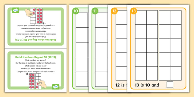 👉 Build Numbers Beyond 10 (10-13) Ten-Frames Activity | Twinkl