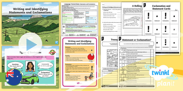 Year 1 Language Conventions Statements versus Exclamations Lesson