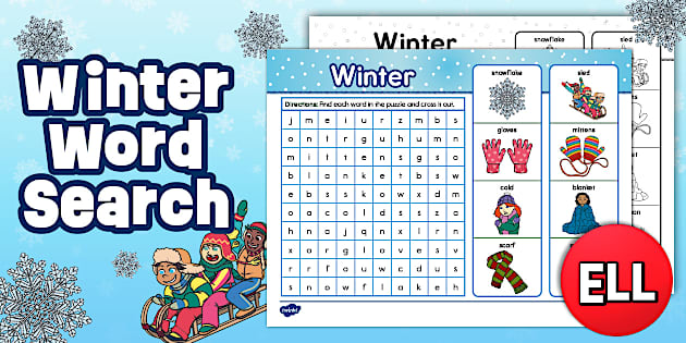 Winter Word Search for ELL