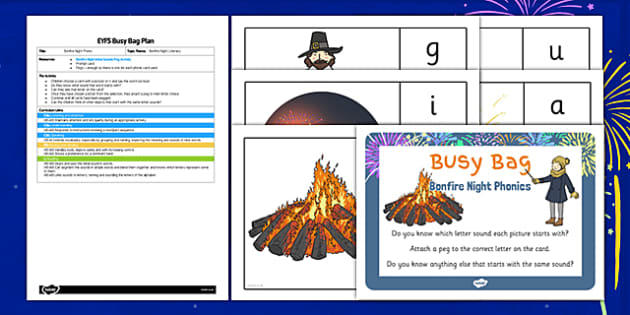 Bonfire Night Phonic EYFS Busy Bag Plan and Resource Pack