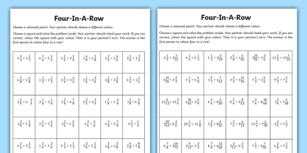 👉 Adding Mixed Numbers: Differentiated Maths 4-In-A-Row Game