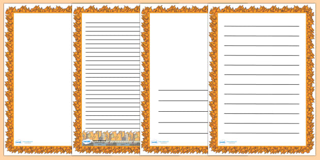 Fire Page Borders - Fire, bonfire, flames, page borders, writing frame