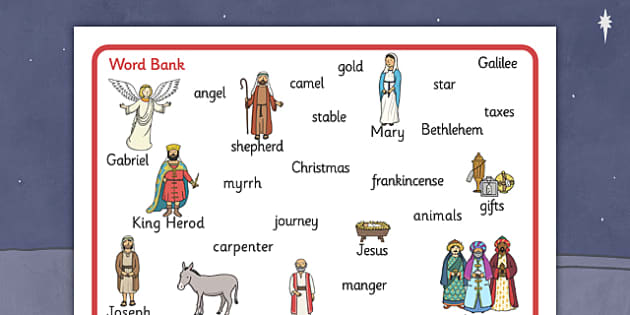 Nativity Word Bank Nativity Christmas Xmas Word Mat