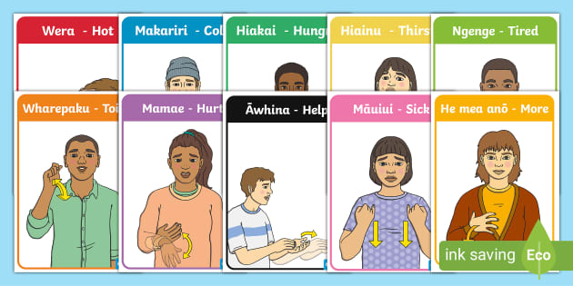 New Zealand Sign Language Useful Signs (Te Reo Māori/English)