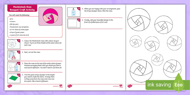 Mackintosh Rose Bouquet Craft Activity (teacher made)