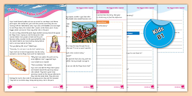 ESL Theme Park Reading Comprehension (teacher made) - Twinkl