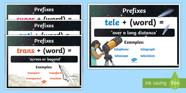 Space Themed Prefix Display Posters (Hecho por educadores)
