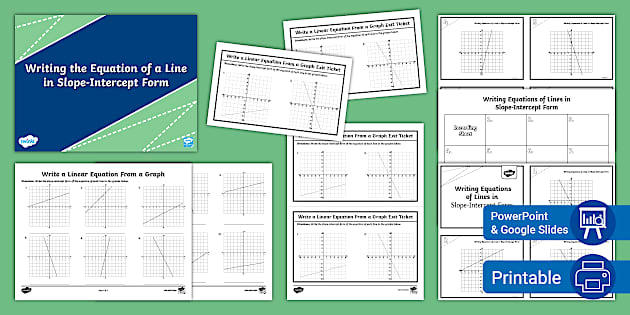 Writing Linear Eq in Slope-Intercept Form From a Graph Less Writing Linear Eq in Slope-Intercept Form From a Graph Less